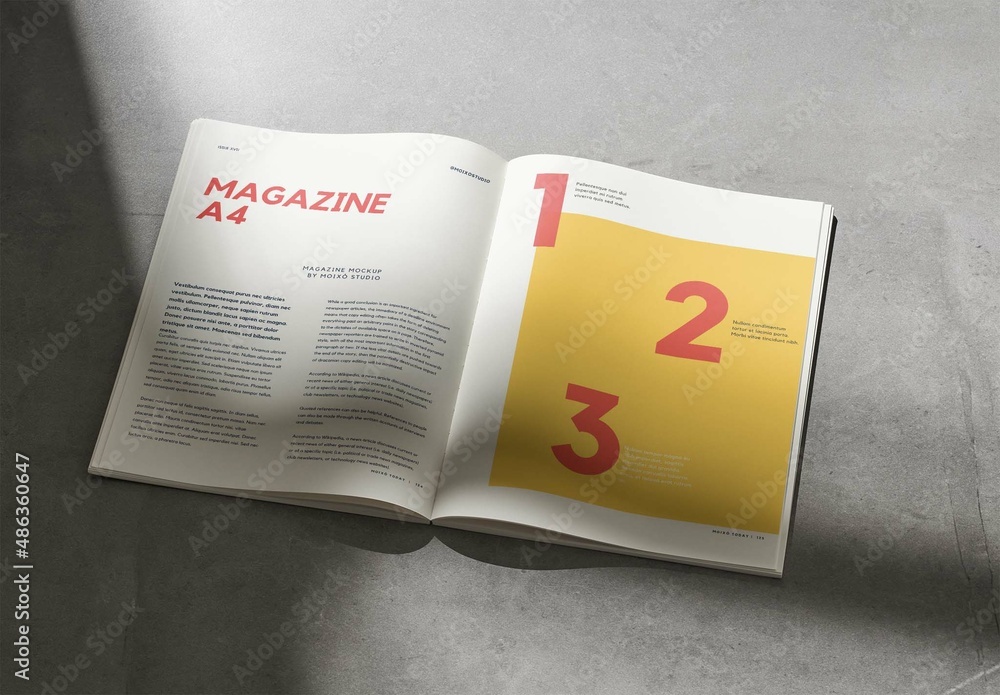 Open Double Page A4 Magazine Mockup Stock Template | Adobe Stock