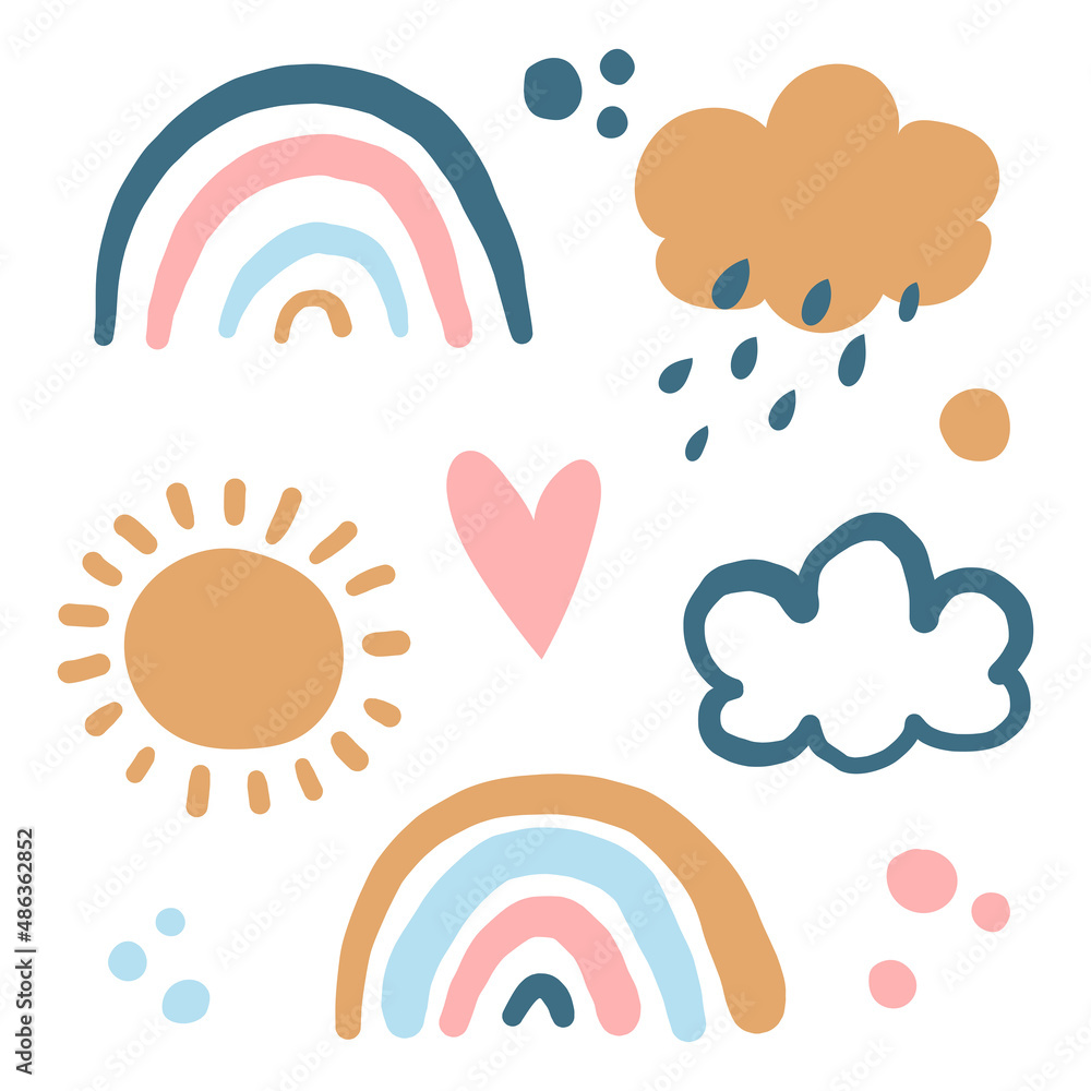 Vector boho rainbow illustration. weather set Stock Vector | Adobe Stock