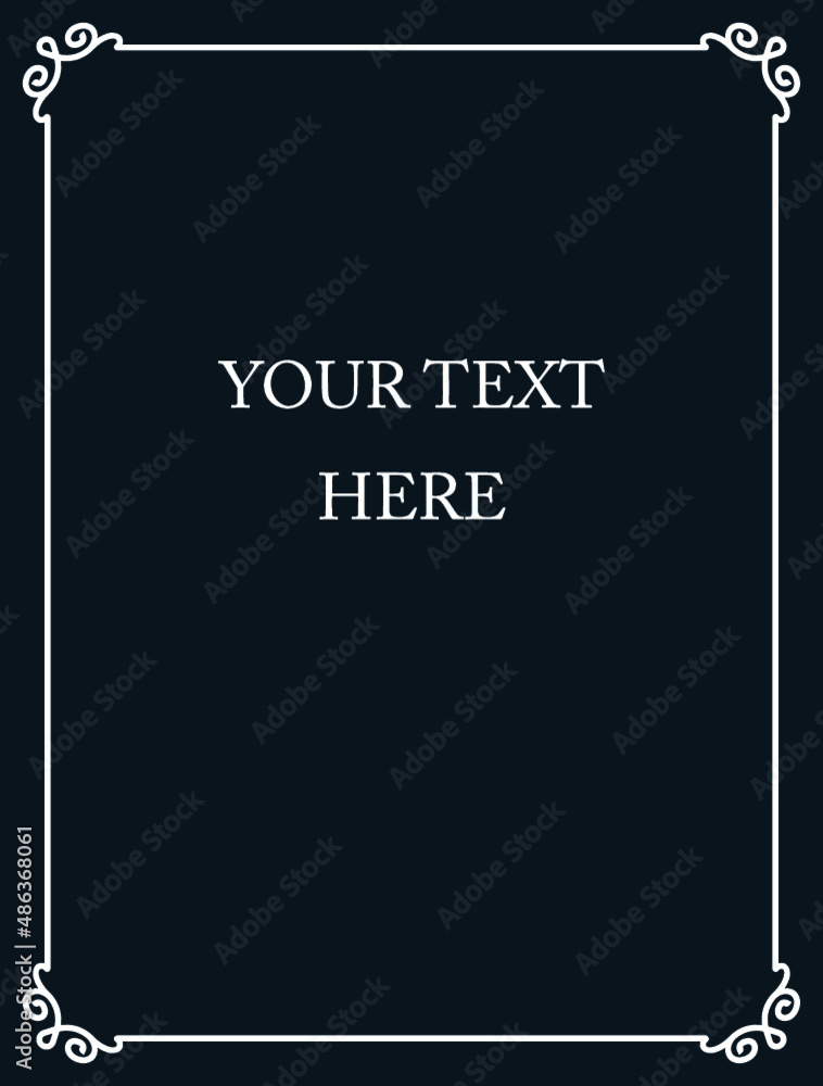 Black and white border frame board. Vector background. Simple ...