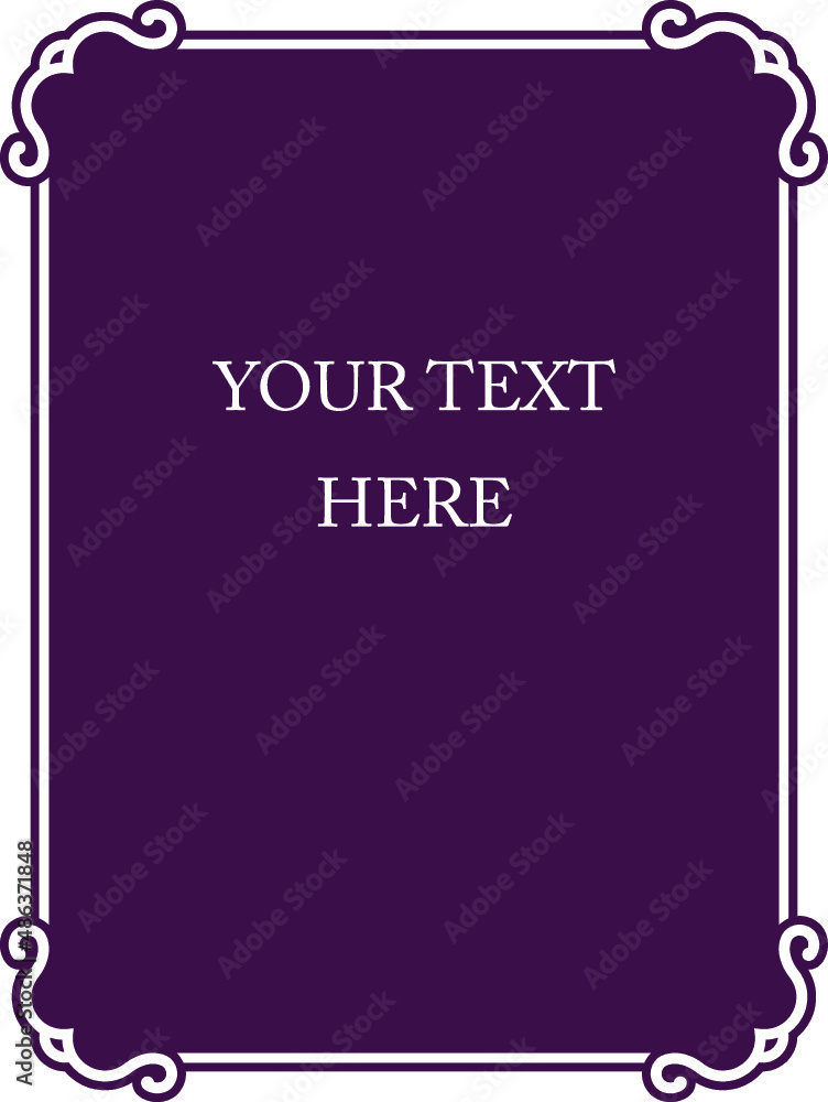 Purple border frame board. Vector background. Simple rectangular ...