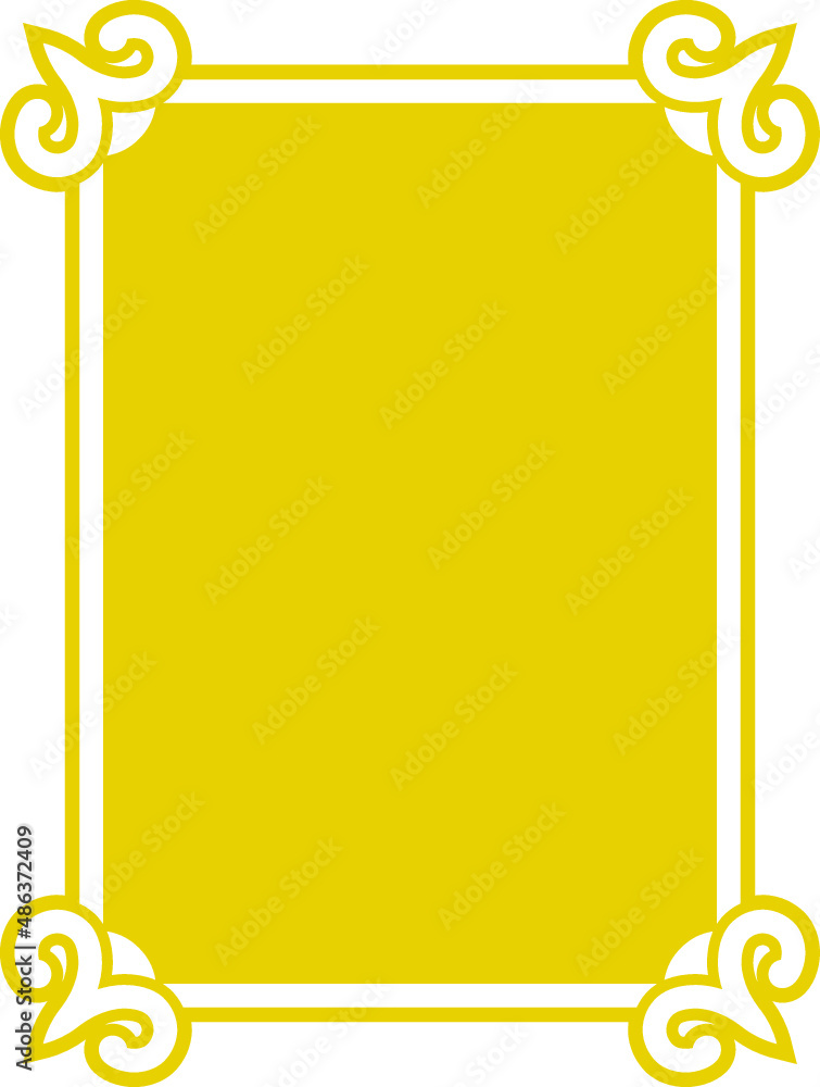 Yellow border frame book page. Vector background. Simple rectangular ...