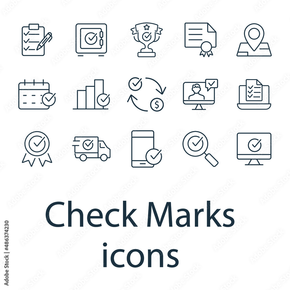 Check Marks icons set . Check Marks pack symbol vector elements for ...