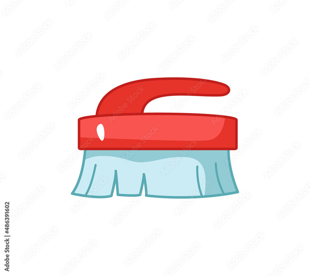 Red brush for washing and cleaning. Cleaning equipment. Vector ...