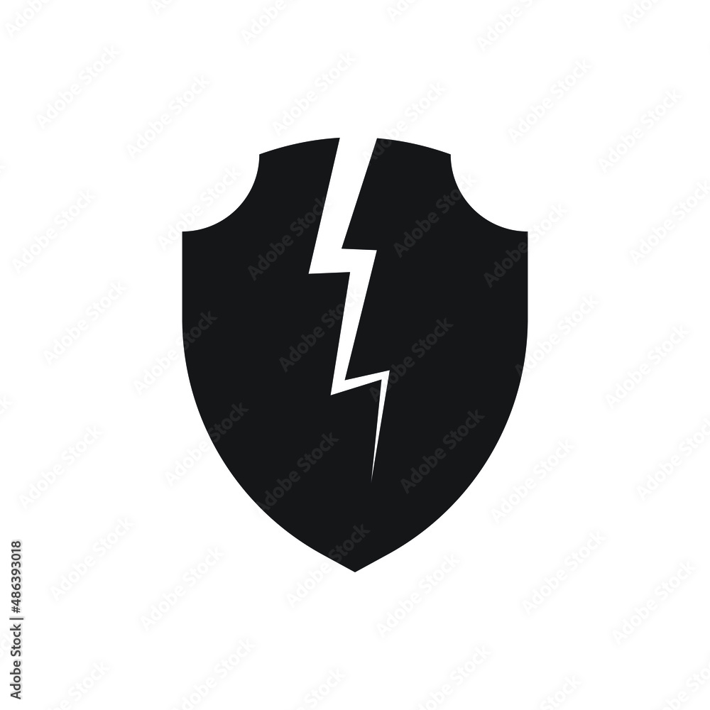 Broken shield icon design isolated on white background Stock Vector ...