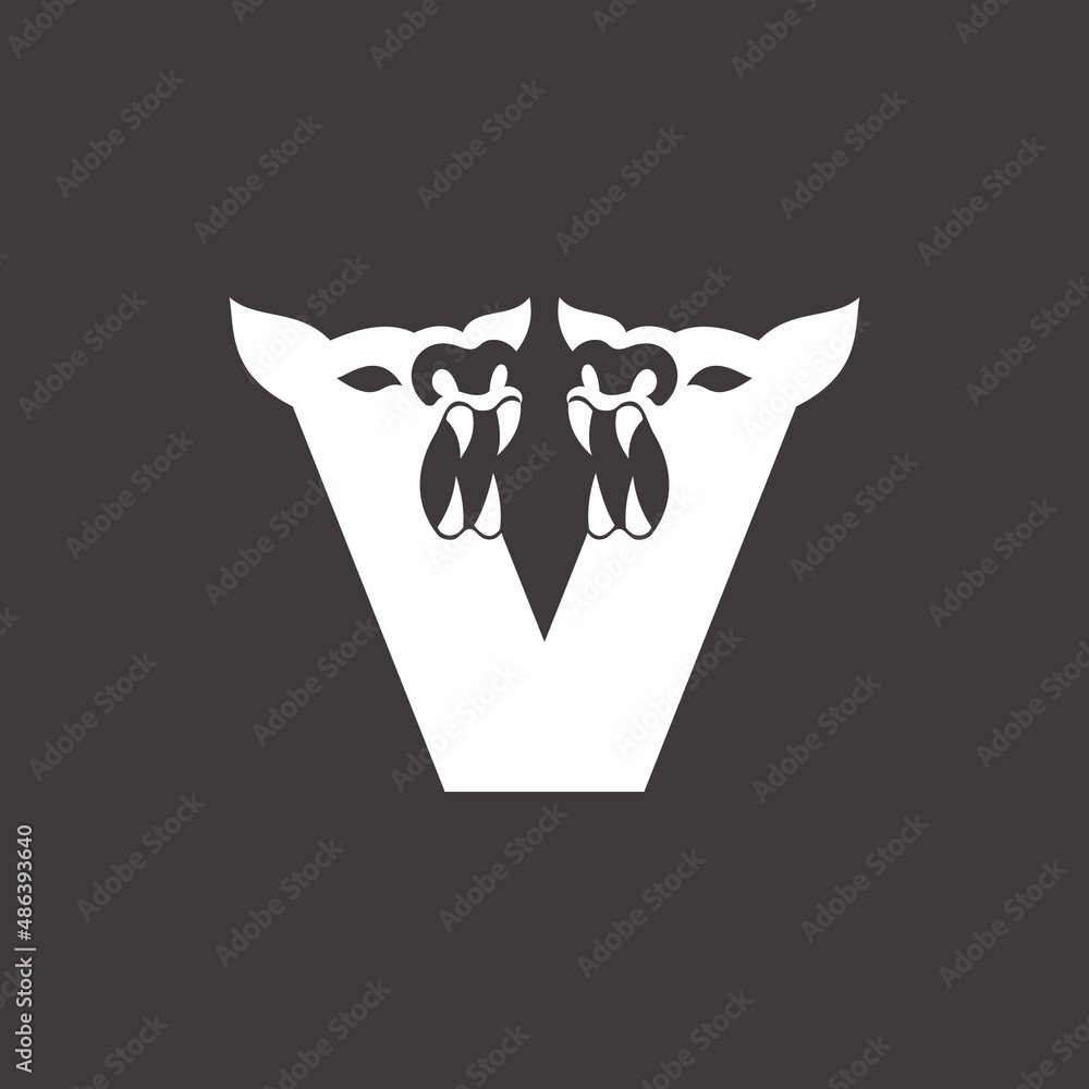 Logo design of two angry dog heads facing each other with their necks ...