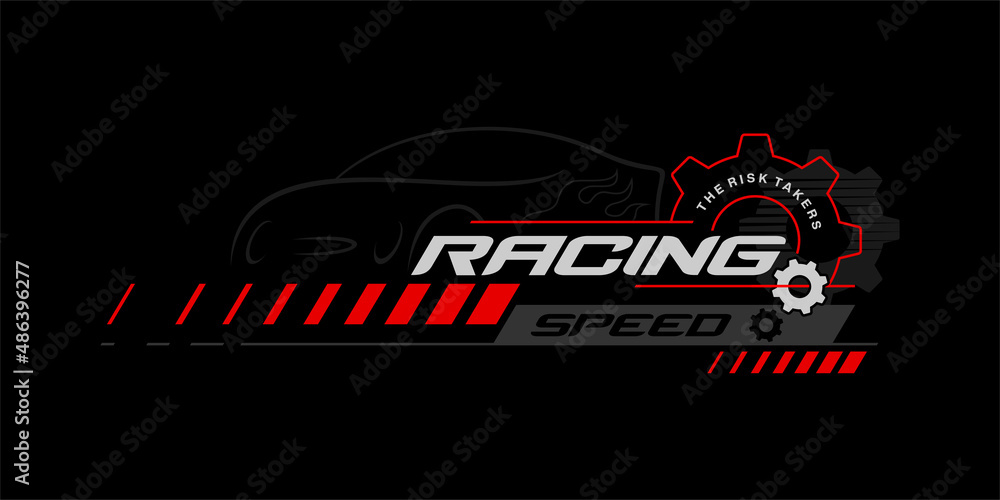 racing team trendy fashionable vector t-shirt and apparel design ...