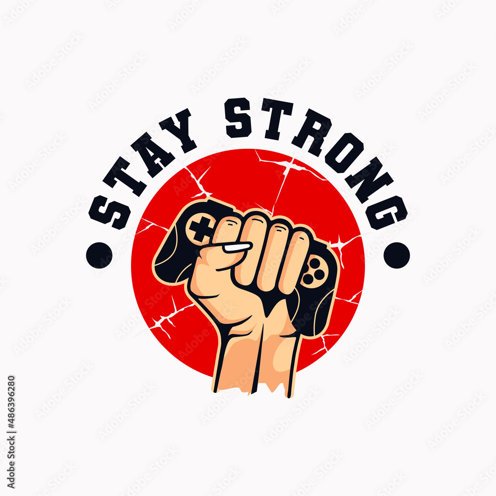 Vector illustration of a game pad with hand sign.Logo for teen gamer ...