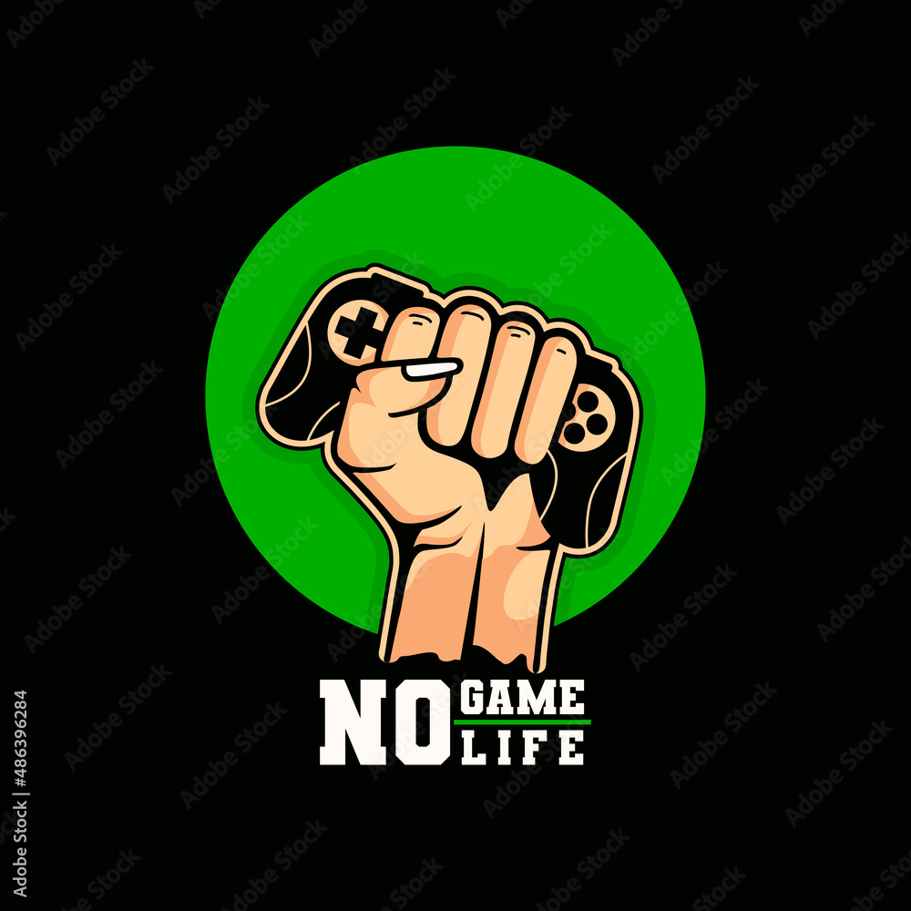 Vector illustration of a game pad with hand vector.Logo for teen gamer ...