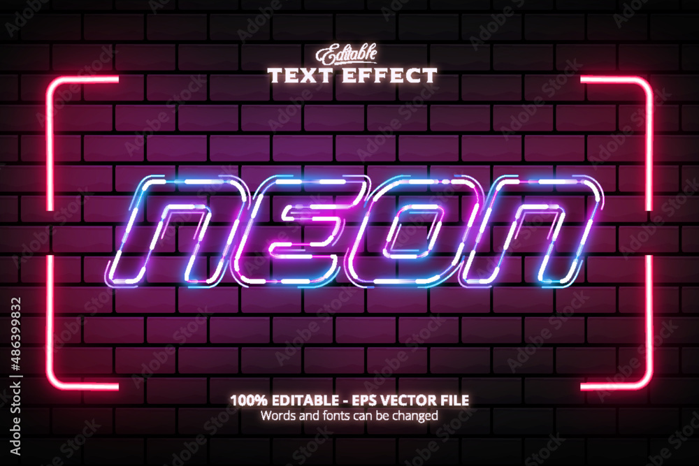 Editable text effect, wall texture and colorful background, Neon text ...
