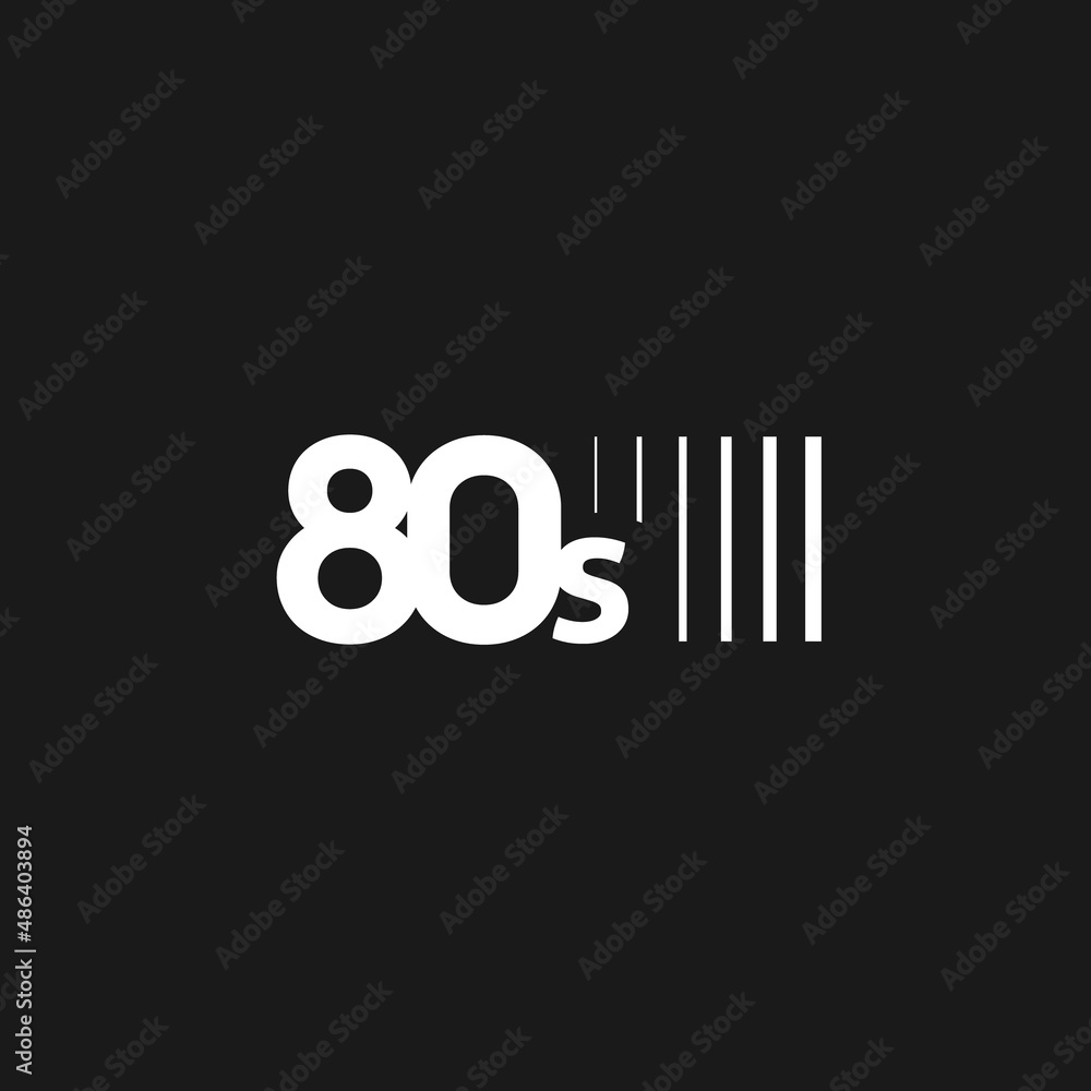 80s sign. 80s text, title, sticker with vertical stripes. Design ...