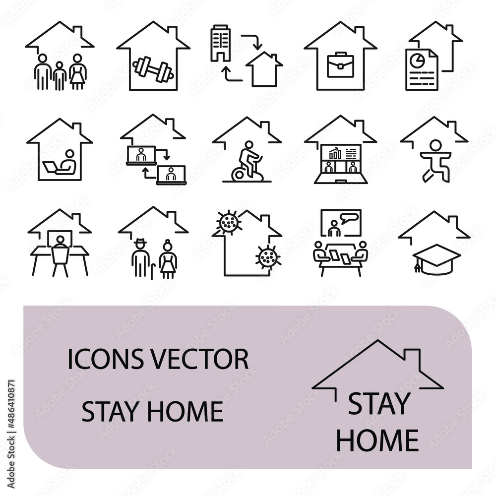 Stay Home icons set . Stay Home pack symbol vector elements for ...
