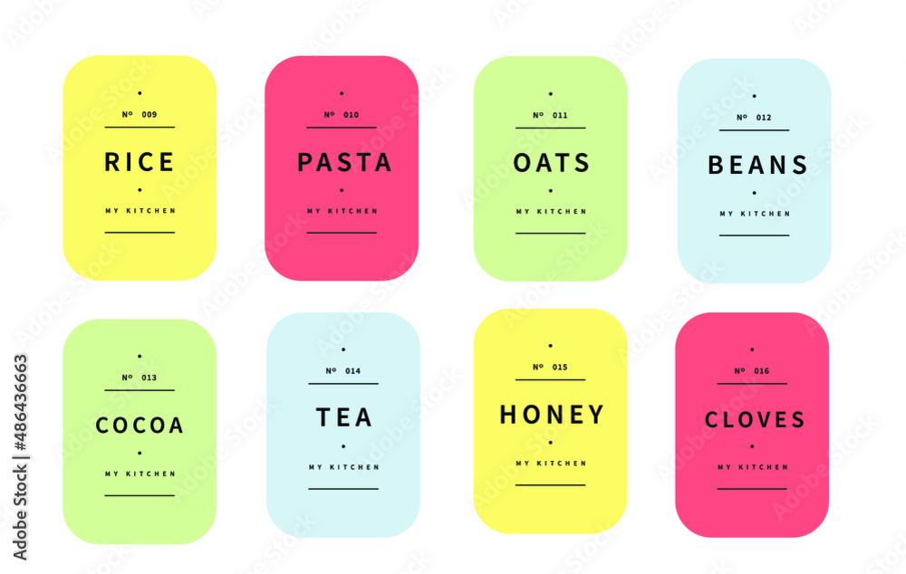 kitchen pantry label designs for spices and herbs, grains and cereals ...