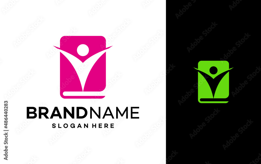 Happy Human Book Icon. Book fun Logo Design Template Illustration ...