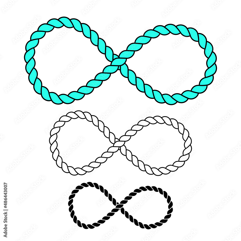 Infinity symbol made of rope. Set of logos. Stock Illustration | Adobe ...