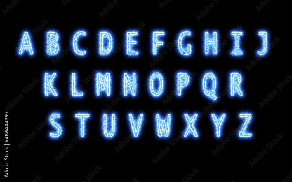 Blue Alphabets with Ghost Smoke Effect. Capital letters For Cinematic ...