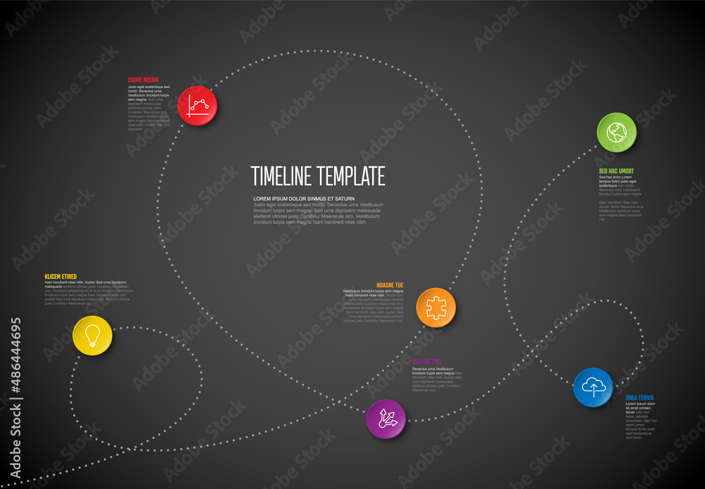 Vector Infographic timeline dotted report template with color ...