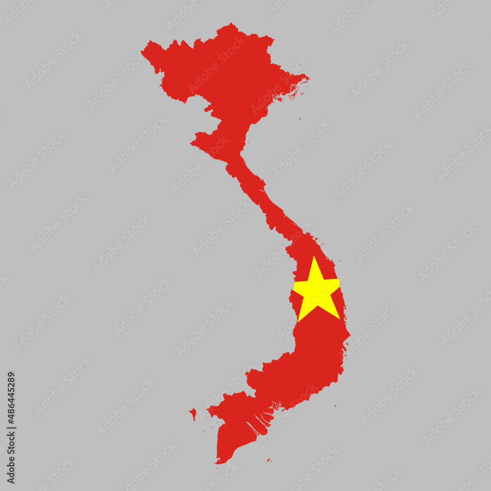 Vietnam flag inside the Vietnamese map borders vector illustration ...