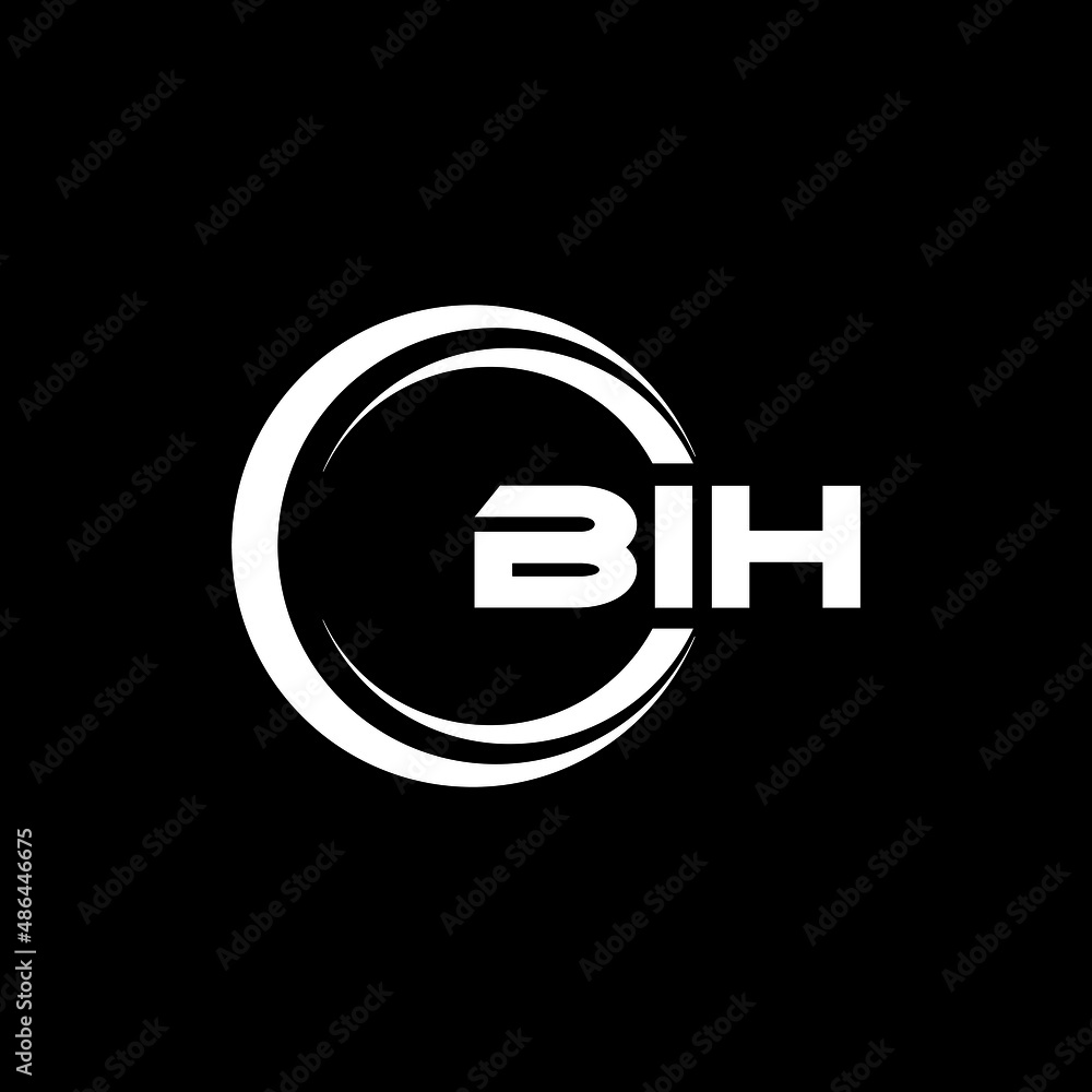 BIH letter logo design with black background in illustrator, vector ...