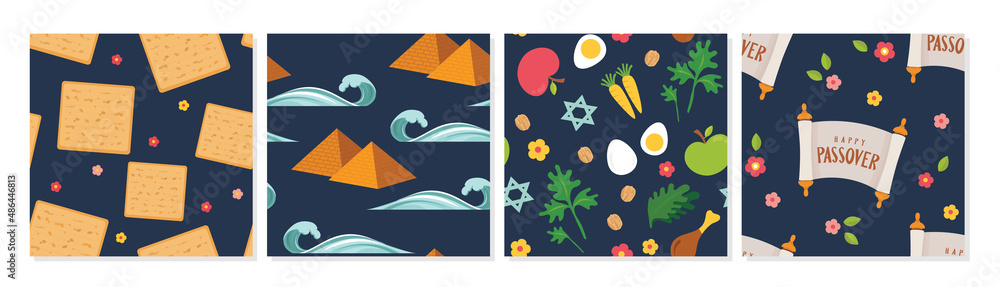 passover seamless pattern set. Jewish holiday . Pesach patterns for ...