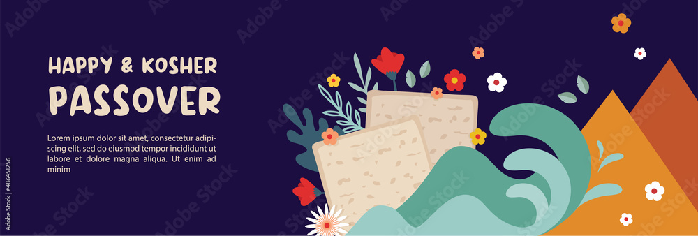 Jewish pesach holiday, Passover, greeting banner with traditional ...