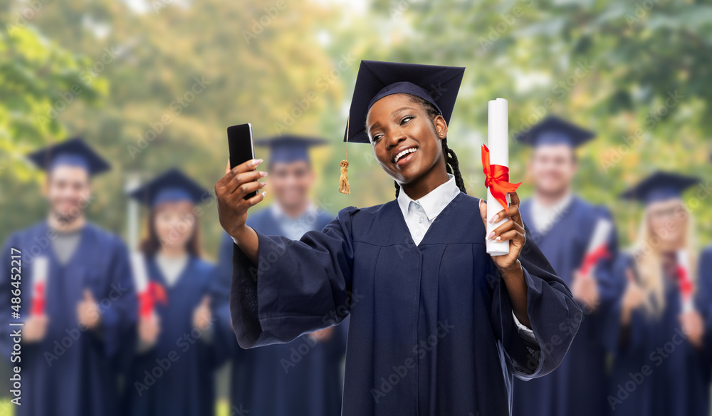 education, graduation and people concept - happy graduate student woman ...
