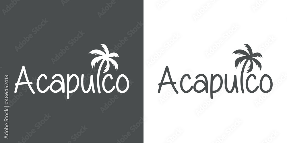 Acapulco Beach. Destino de vacaciones. Banner con texto Acapulco con ...