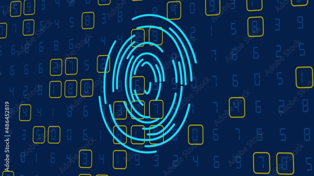 Fingerprint Printed Circuit Releasing Binary Codes Microchip Concept