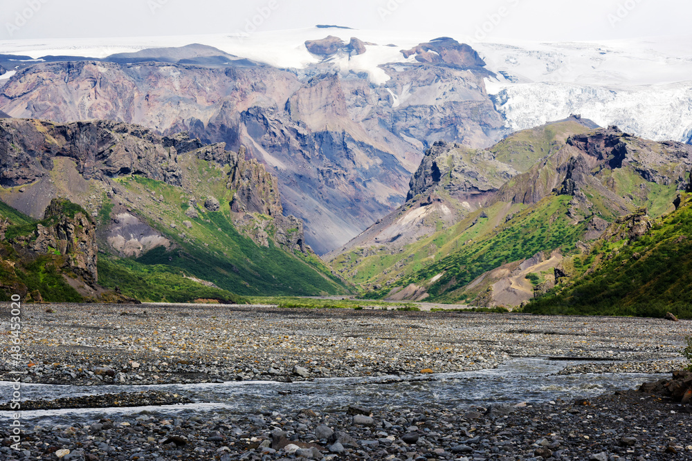 Tal Thorsmörk im Süden Island - durch das Schmelzwasser der Gletscher ...