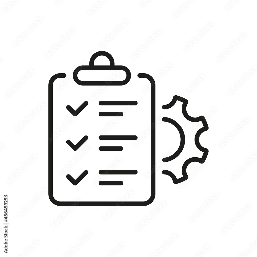 Project Management Line Icon. Gear, Clipboard and Project Setting ...