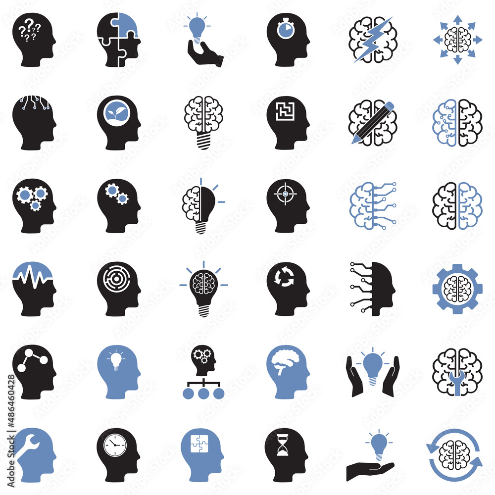Mindset Icons. Two Tone Flat Design. Vector Illustration. Stock Vector ... Mindset Icons. Two Tone Flat Design. Vector Illustration. Stock Vector ...