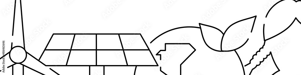 Ecology, green energy related horizontal banner or bottom border ...