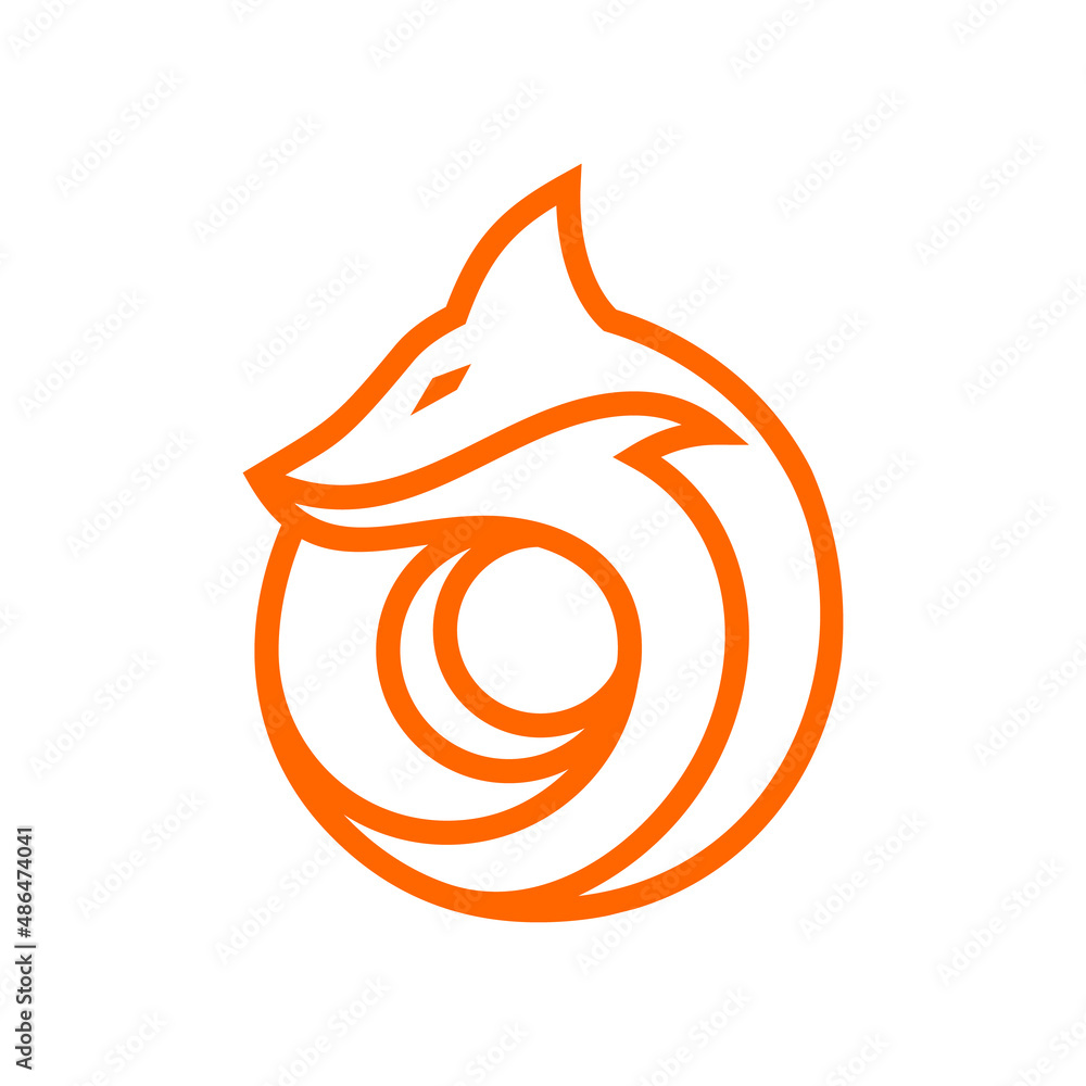 Fox lineart logo, O logo with animal design template, Letter O icon ...