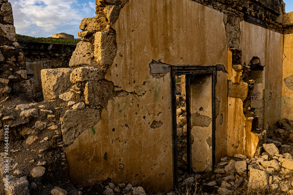 ruined castle in the canary islands in ruins with beautiful colors ...