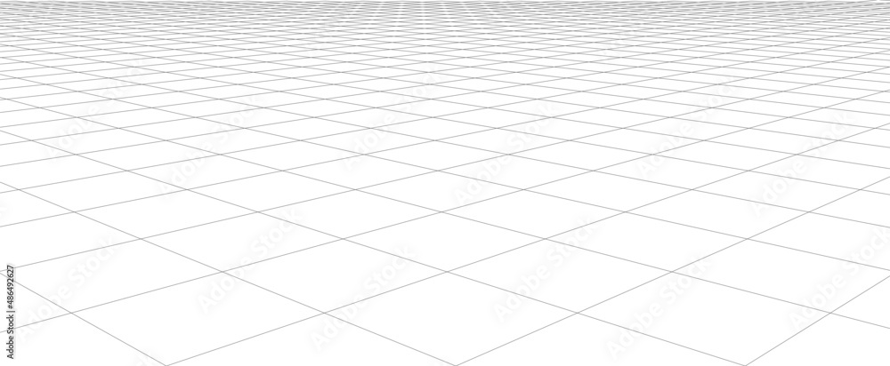 Vector perspective mesh. Detailed lines on a white background. 3d ...