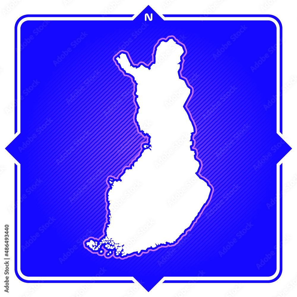 Simple outline map of finland with compas Stock Vector | Adobe Stock