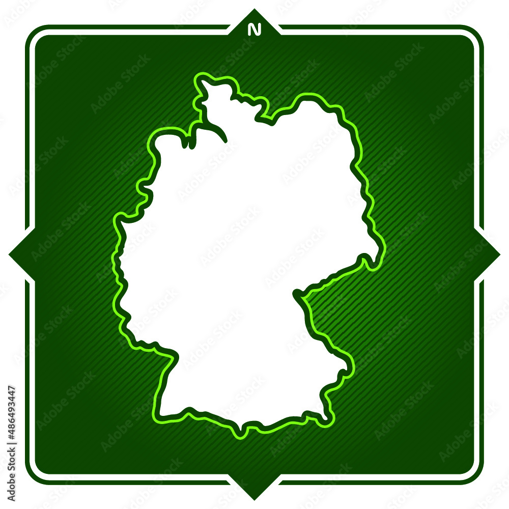 Simple outline map of germany with compas Stock Vector | Adobe Stock