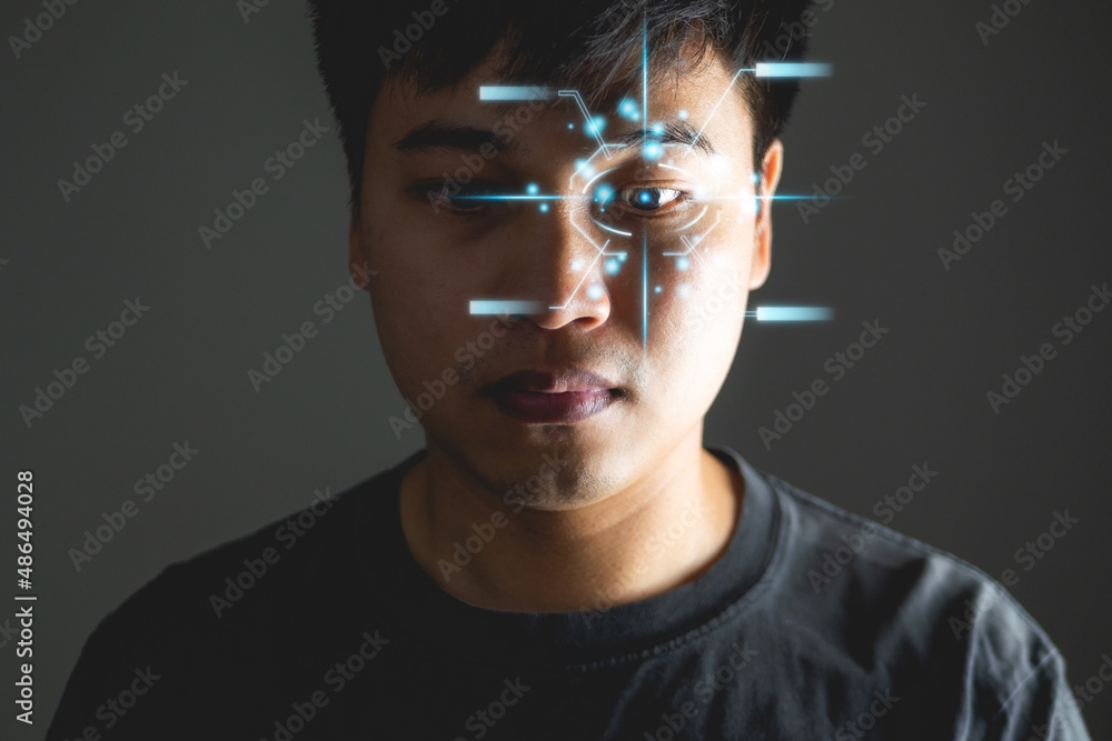 Eye scaning technology in ophthalmology concept. Vision test. Low key ...