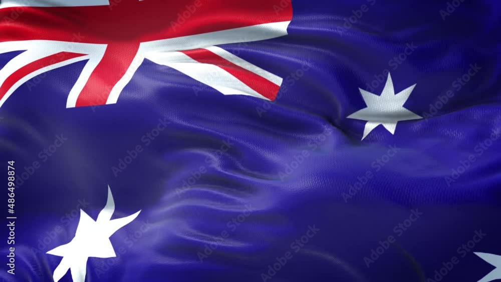 Australian flag is waving slow motion in full screen. Loopable 4K ...
