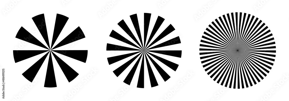 Set of sun rays. Abstract sun shapes isolated on white background Stock ...