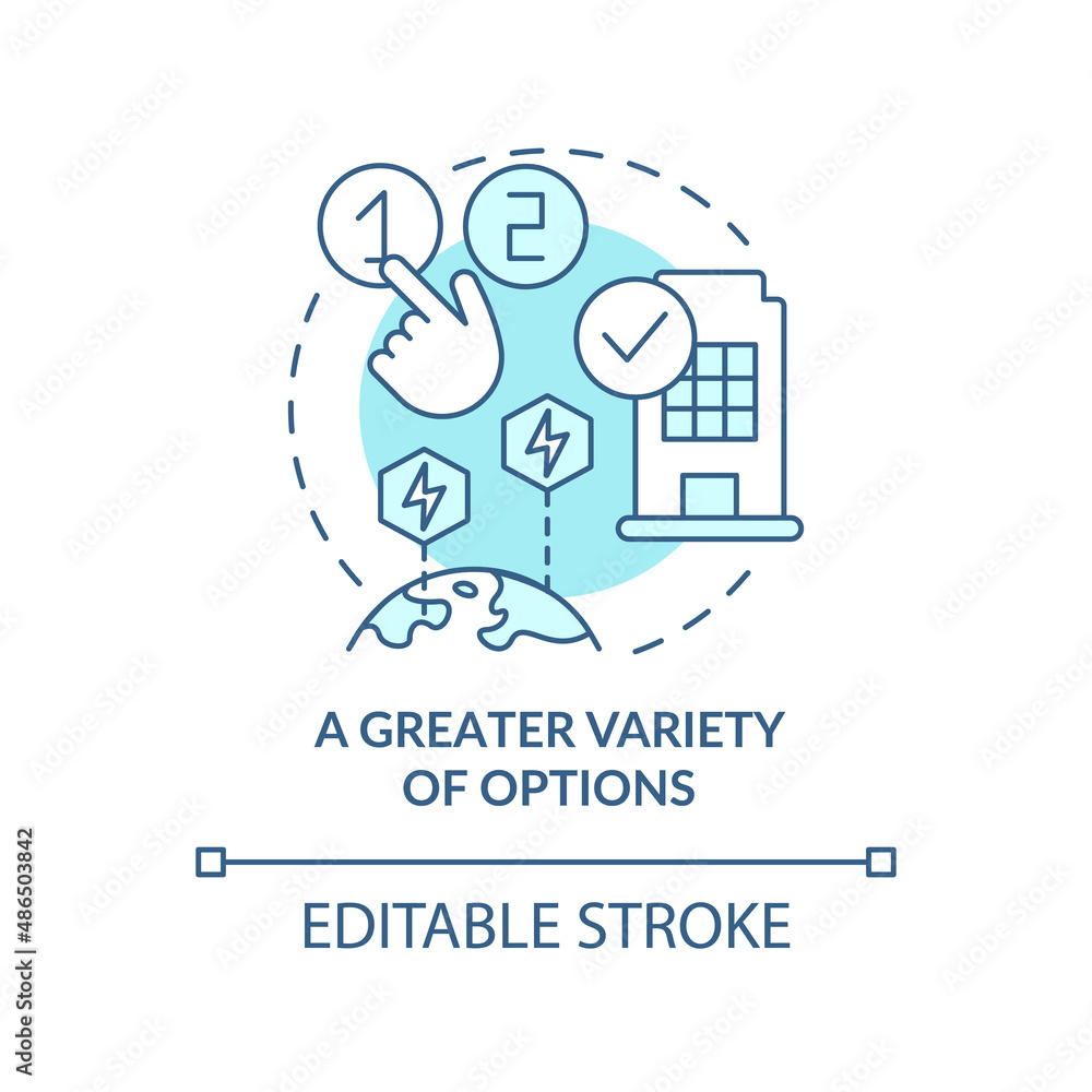 Greater variety of options turquoise concept icon. Choose best plan ...