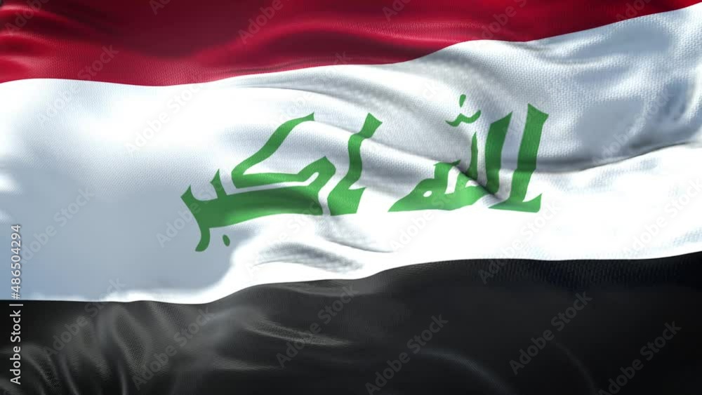 Vidéo Stock Iraqi flag is waving slow motion in full screen. Loopable ...