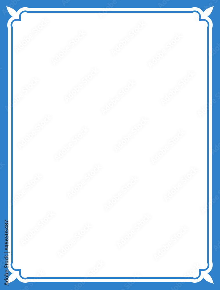 Blue border frame board. Vector background or book page. Simple ...