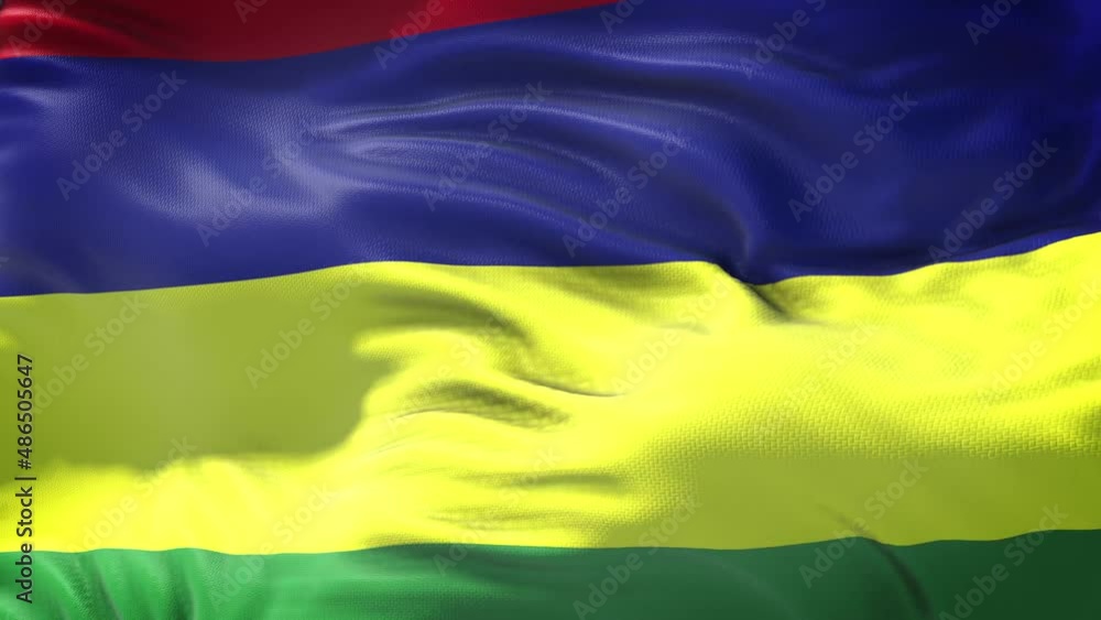 Mauritius flag is waving slow motion in full screen. Loopable 4K ...