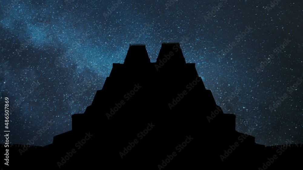 Aztec Pyramid Templo Mayor: Time Lapse by Night with Stars and Milky ...