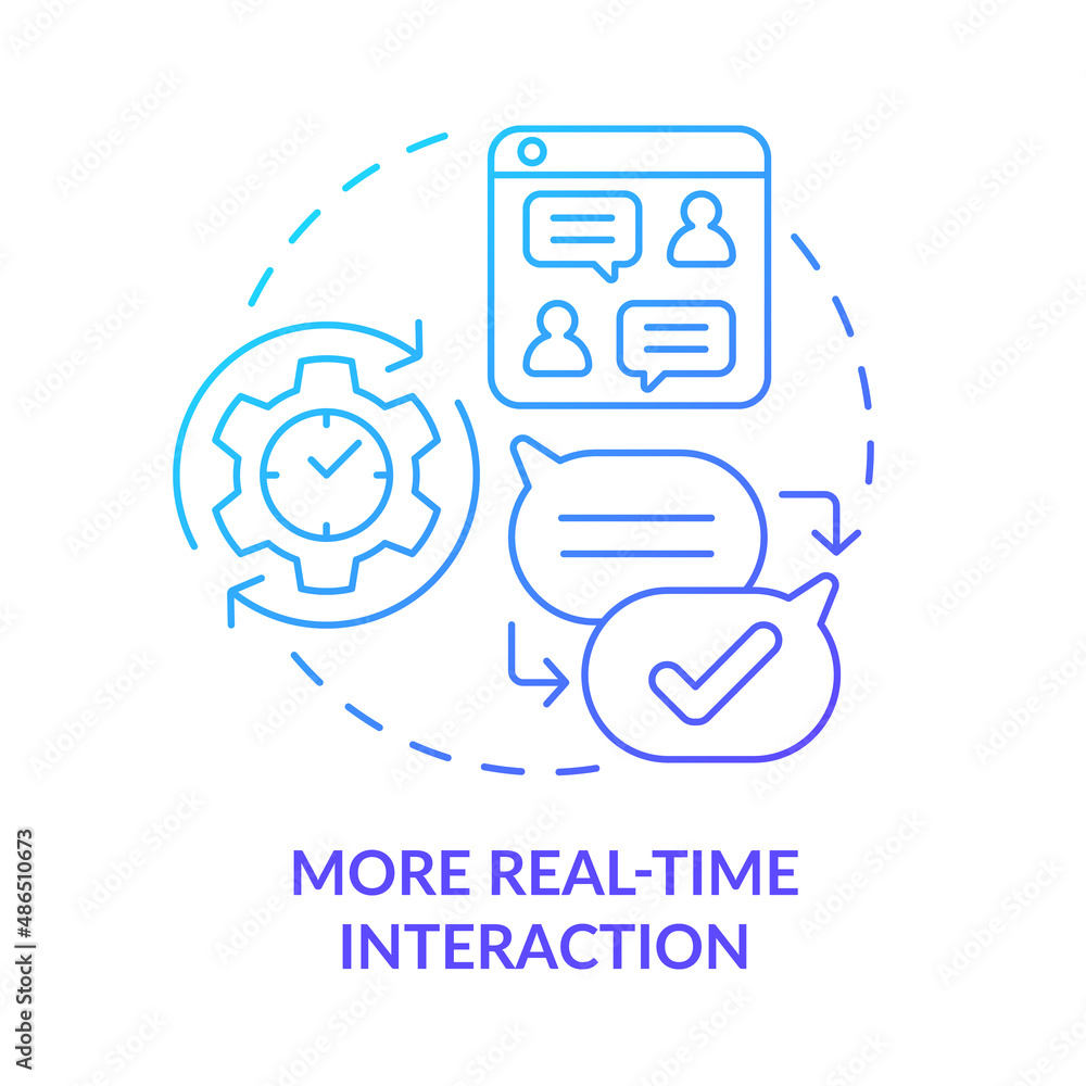 More real-time interaction blue gradient concept icon. Live chat ...