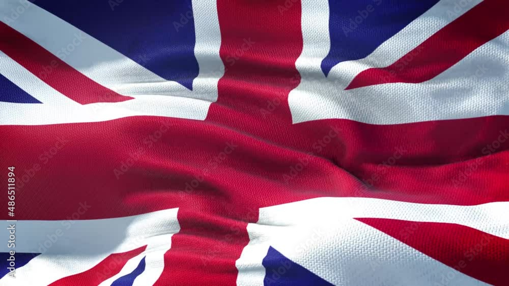 United Kingdom flag is waving slow motion in full screen. Loopable 4K ...