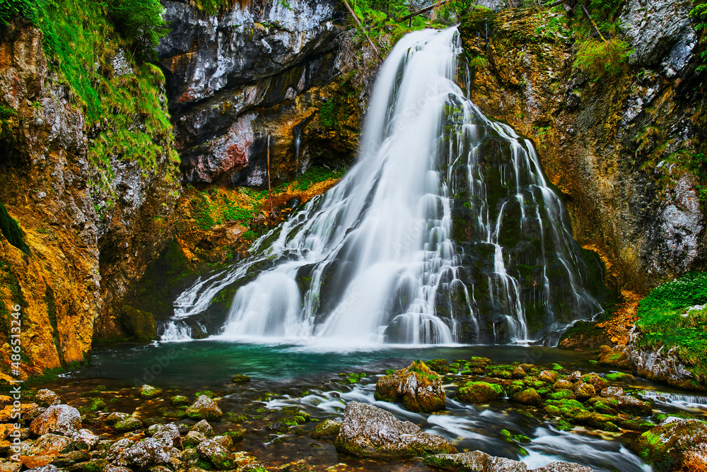 Gollinger waterfall (Schwarzbachfall, Golling an der Salzach, Austria ...