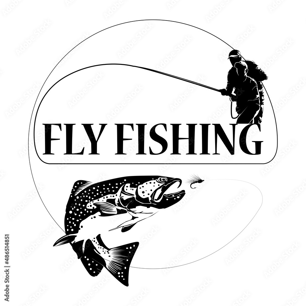 Fly fisherman fishing.graphic fly fishing.clip art black fishing on ...