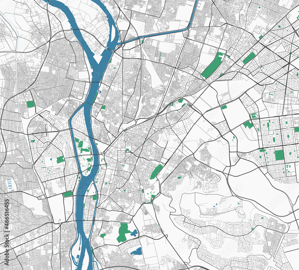 Cairo vector map. Detailed map of Cairo city administrative area ...