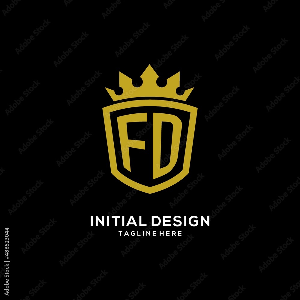 Initial FD logo shield crown style, luxury elegant monogram logo design ...